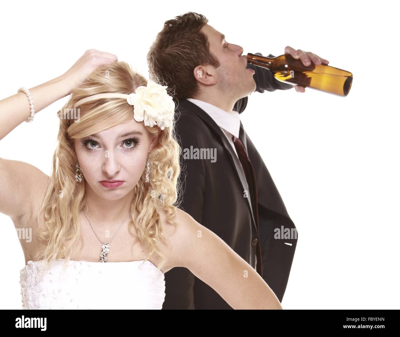 Pensive bride and groom hi-res stock photography and images - Alamy