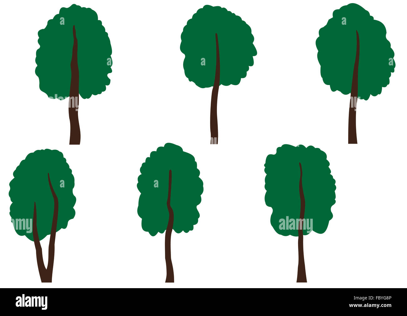 Set of different trees Stock Photo - Alamy