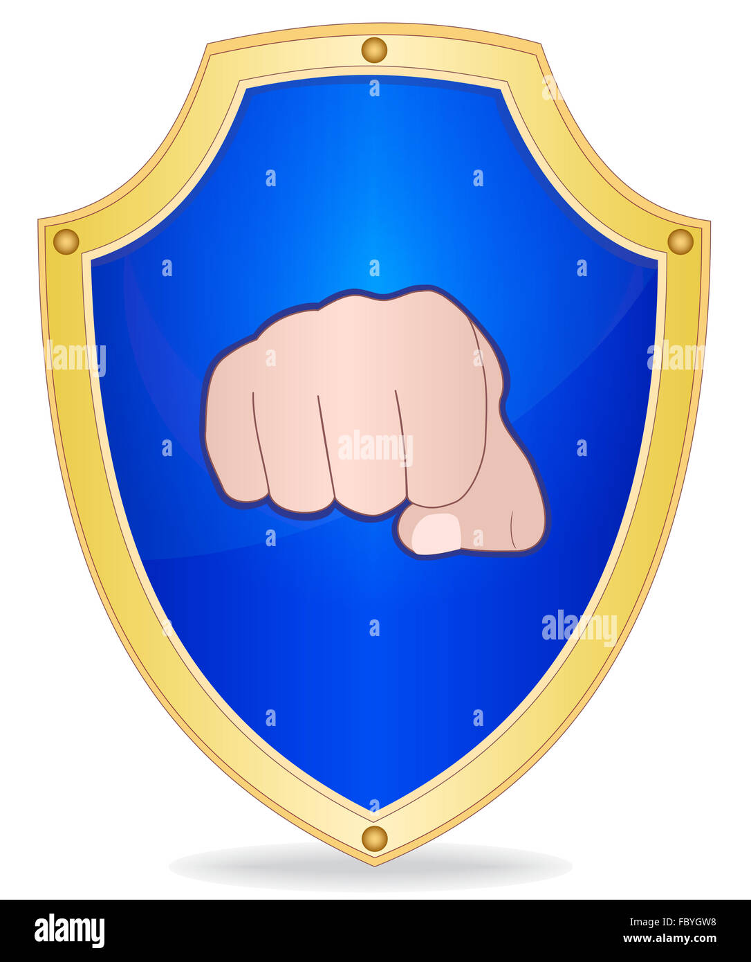 Shield with fist Stock Photo - Alamy