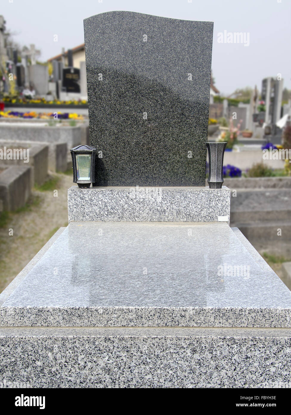 grave with base, cover and gravestone Stock Photo - Alamy