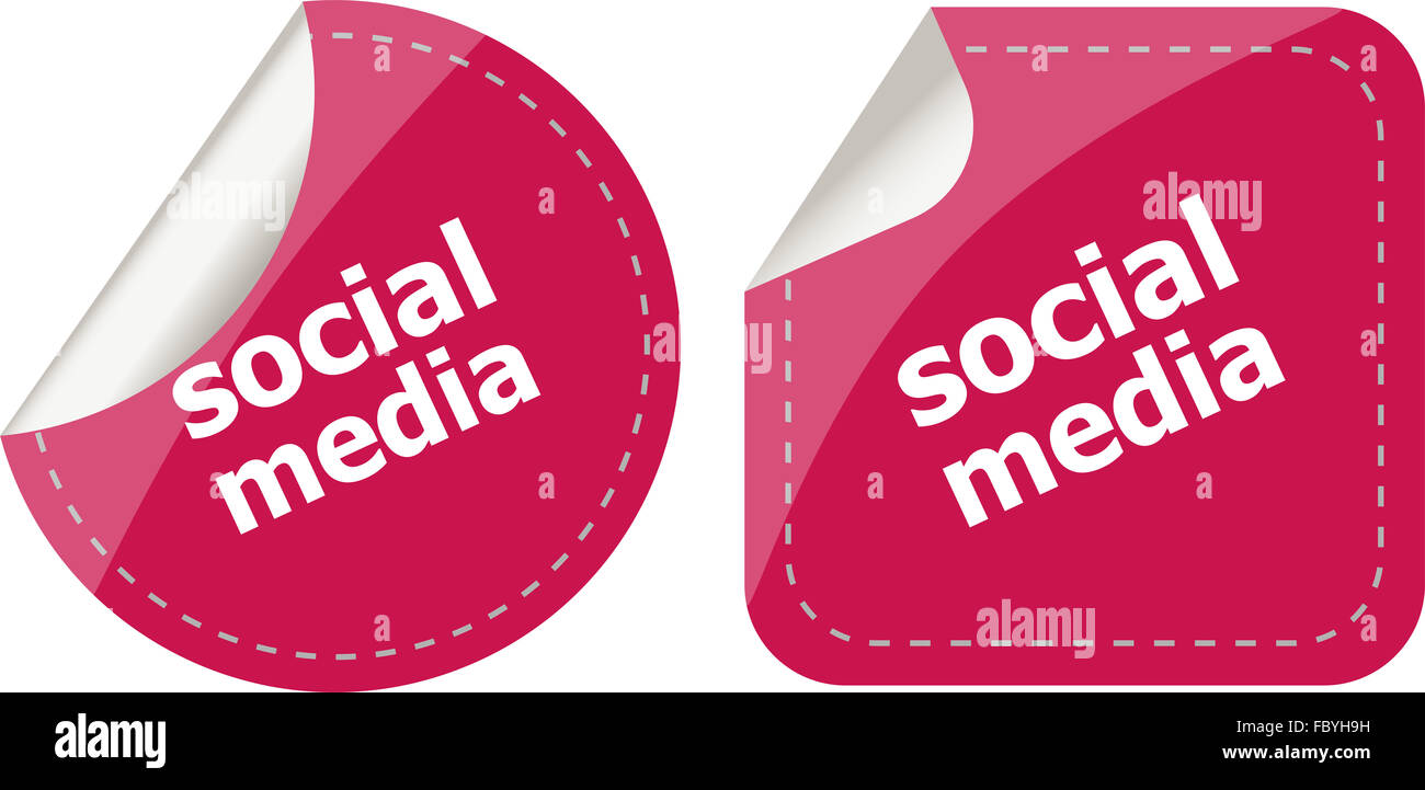 social media stickers set isolated on white Stock Photo - Alamy
