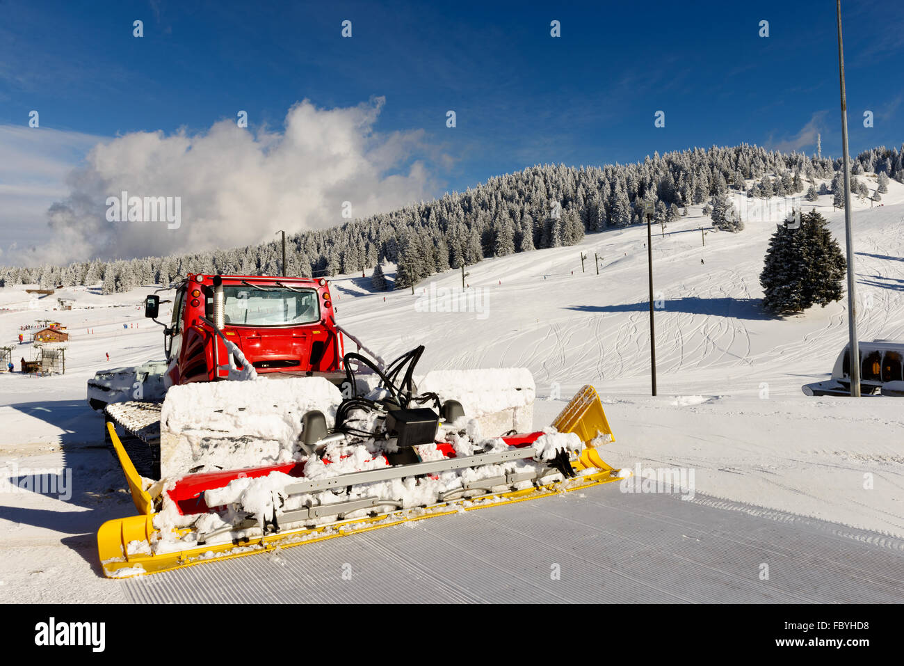 a snowcat, machine for snow removal, preparation ski trails Stock Photo ...