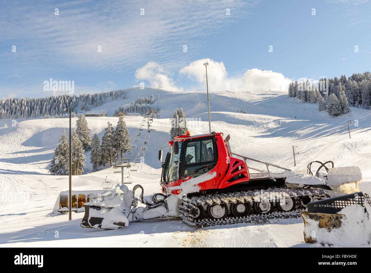 a snowcat, machine for snow removal, preparation ski trails Stock Photo ...