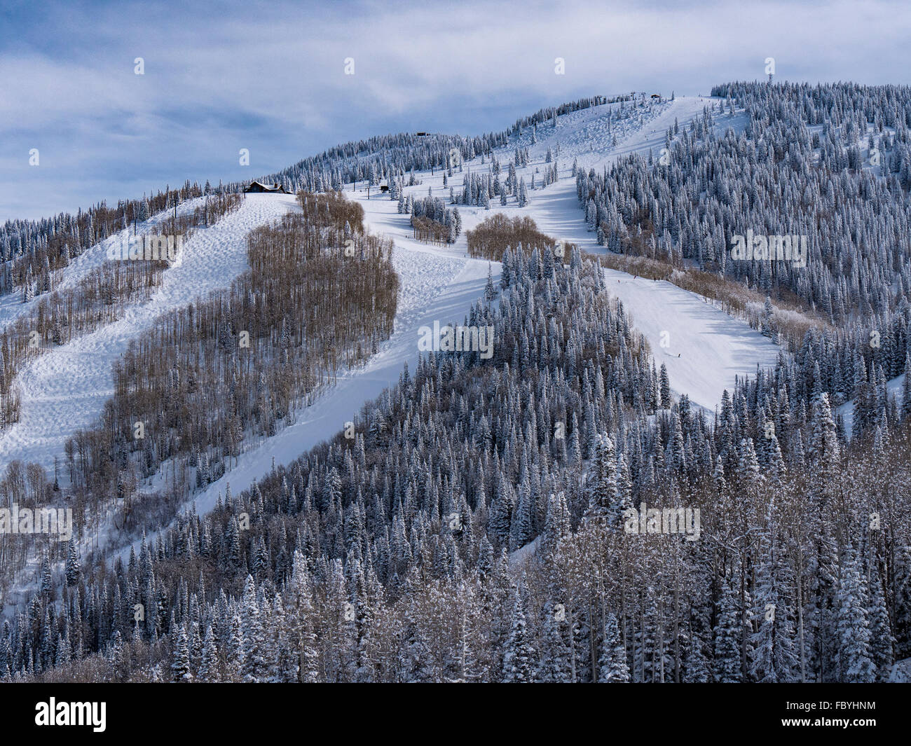 Looking up toward Four Points from Thunderhead Lodge, Steamboat Ski ...