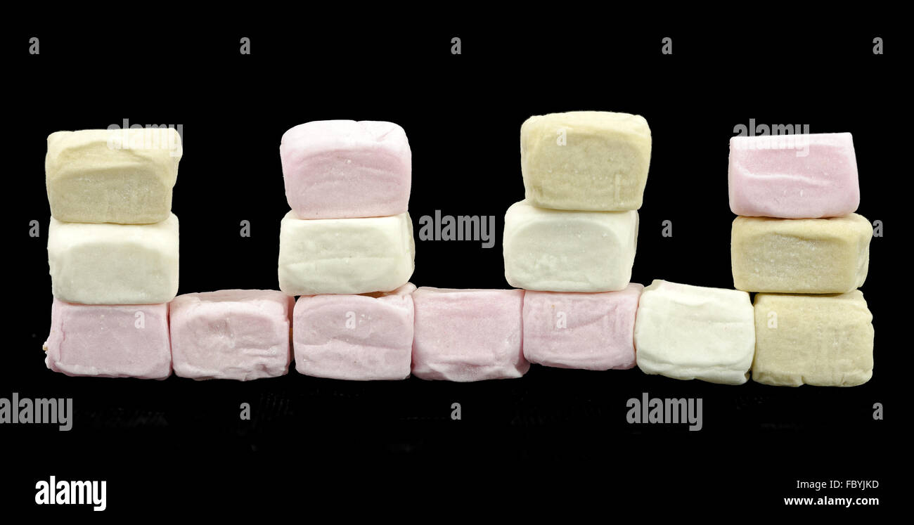 fence made from different marshmallow cubes Stock Photo - Alamy