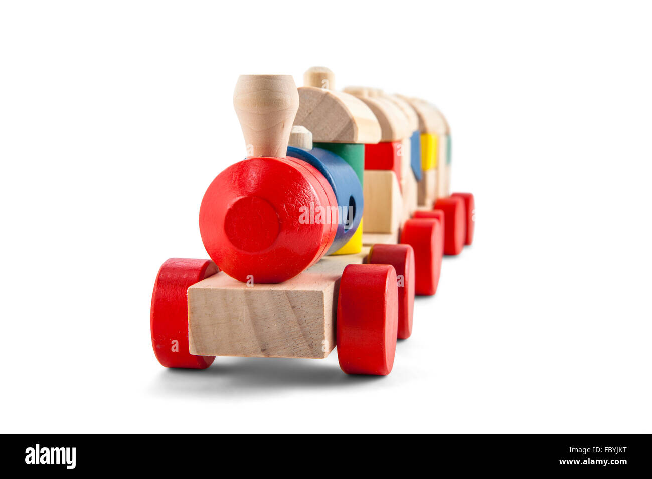 Wooden toy train with colorful blocs isolated over white Stock Photo ...