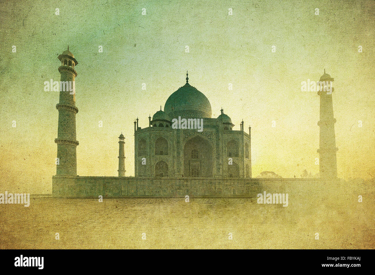 Vintage image of Taj Mahal at sunrise, Agra, India Stock Photo - Alamy