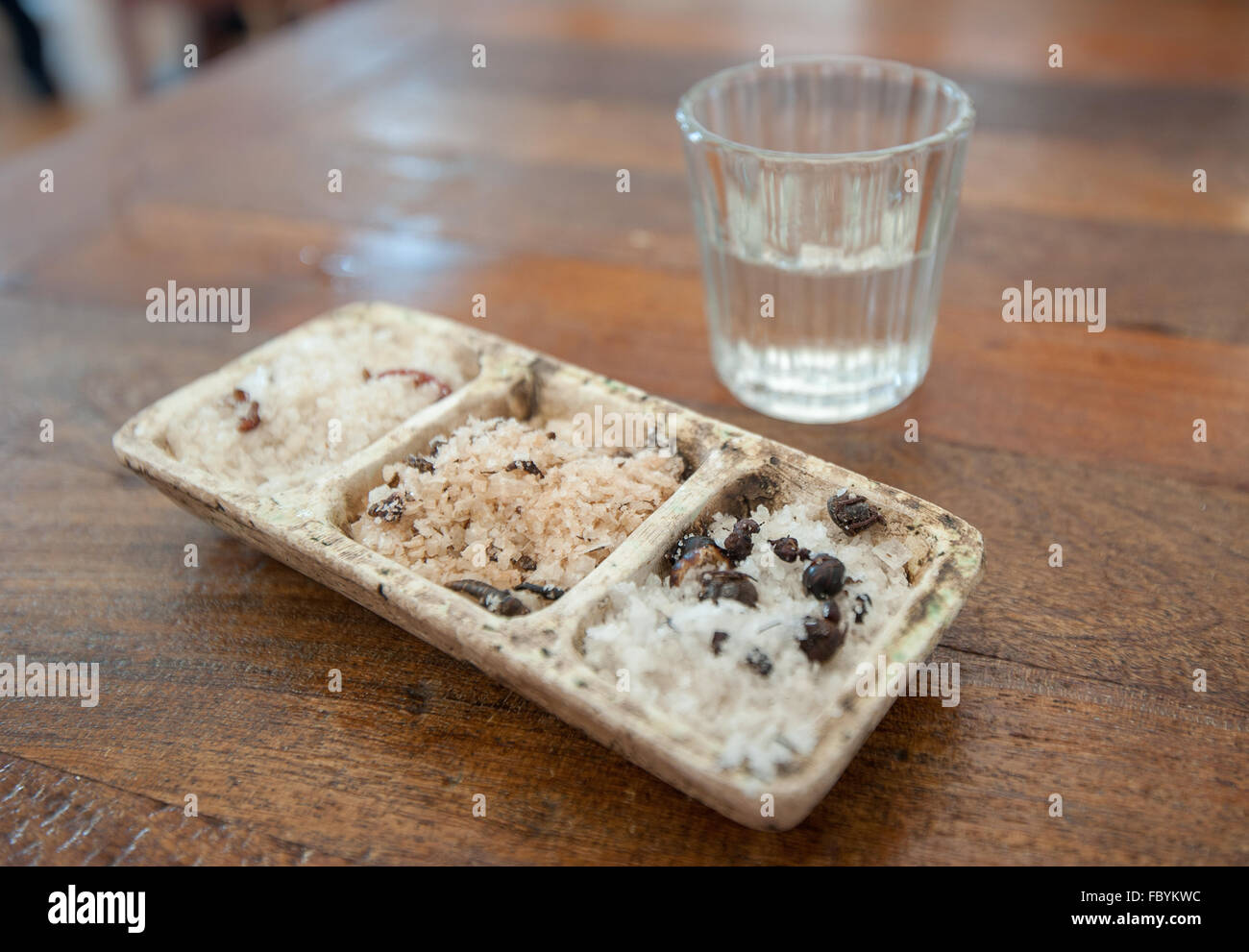 Shot of mezcal and sal de gusano, Traditional mexican drink, Oaxaca ...