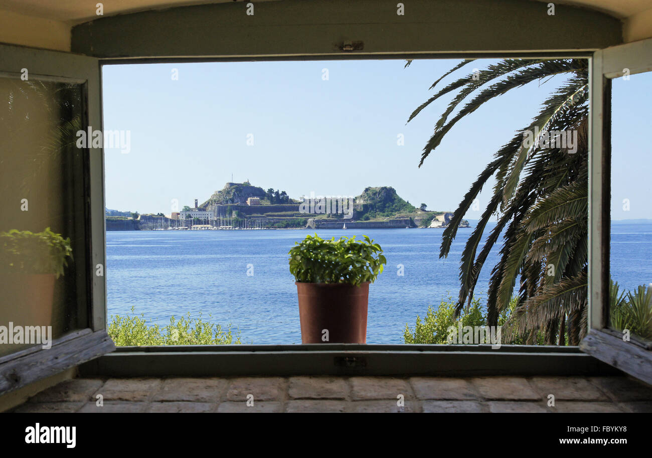 Greece in window hi-res stock photography and images - Alamy