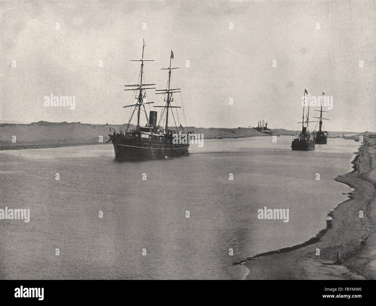 KANTARAH. View on the Suez Canal. Egypt, antique print 1895 Stock Photo ...