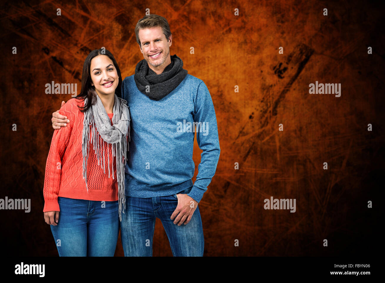 Composite image of portrait of happy couple standing together Stock ...