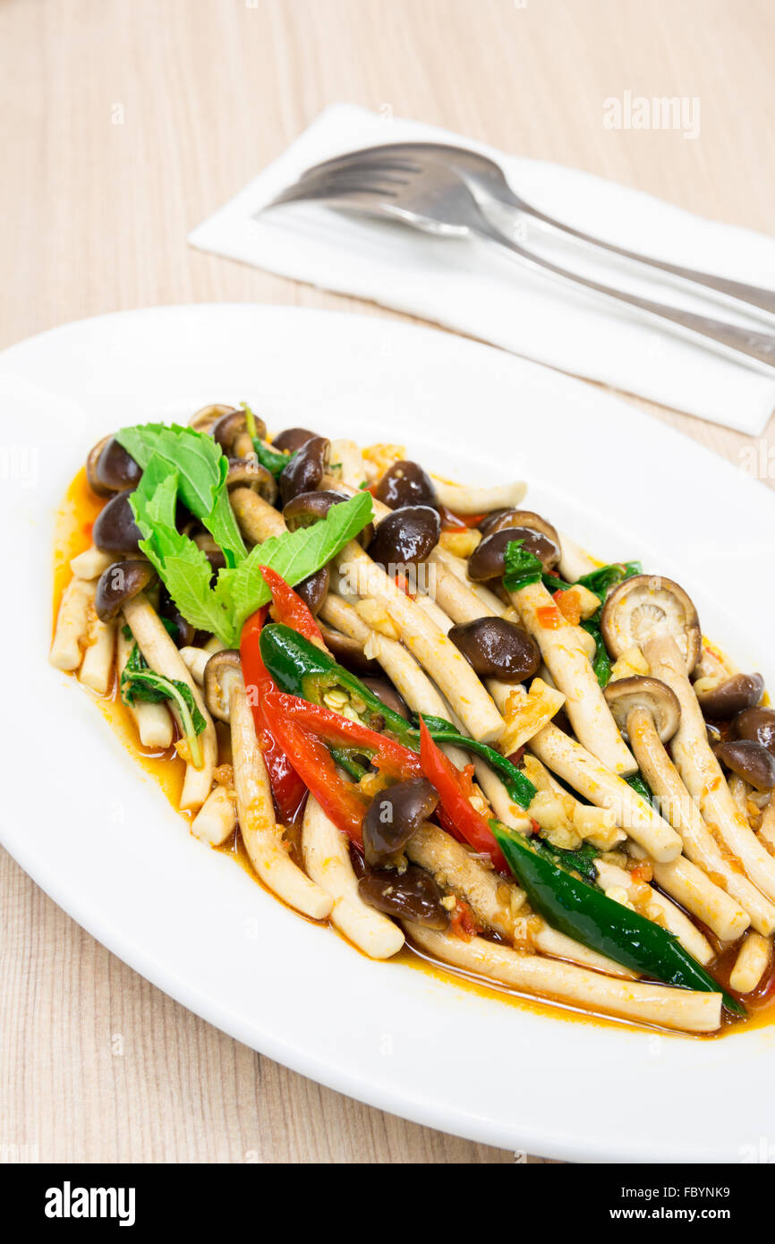 fried basil mushroom Stock Photo - Alamy