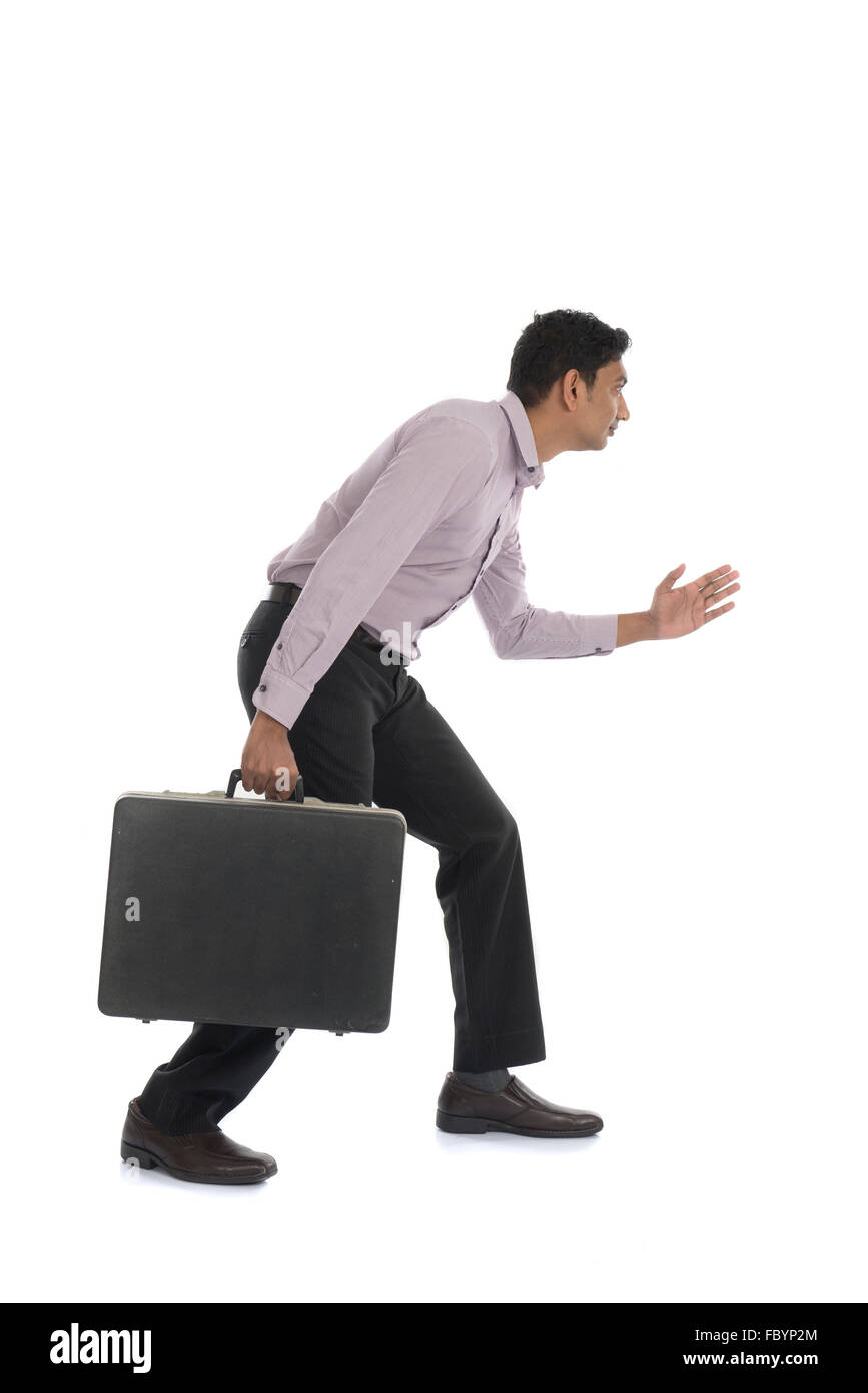 An businessman running away isolated on white background Stock Photo ...