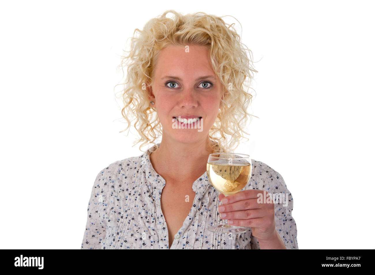 Young woman drinking white wine Stock Photo - Alamy