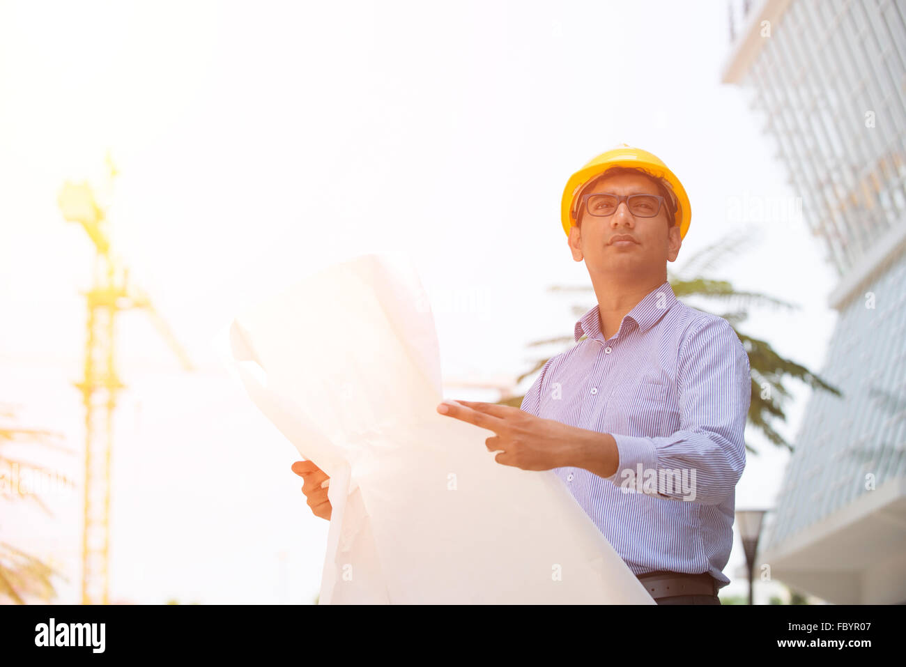 indian engineer on construction background Stock Photo - Alamy