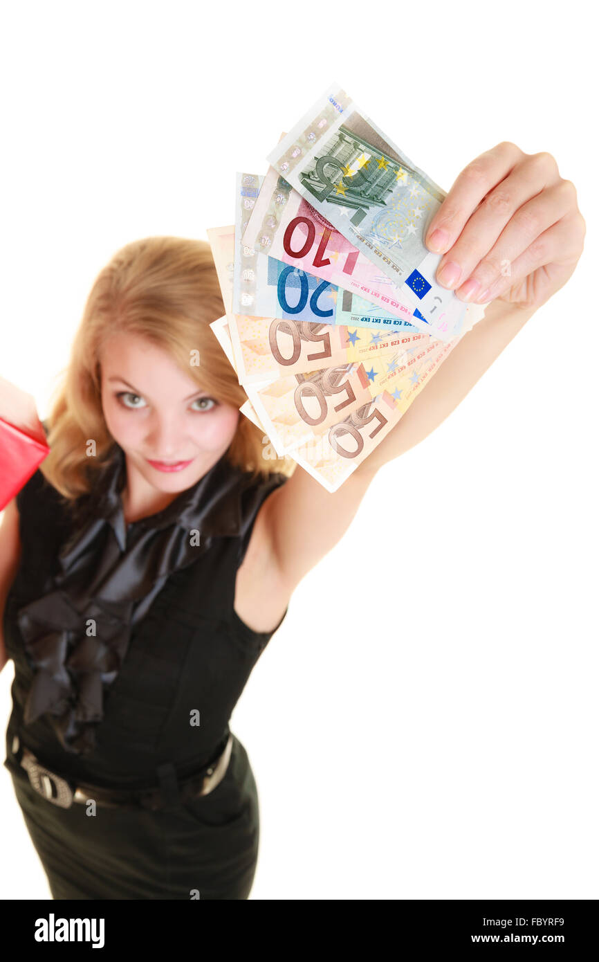 Woman holding currency notes showing hi-res stock photography and ...