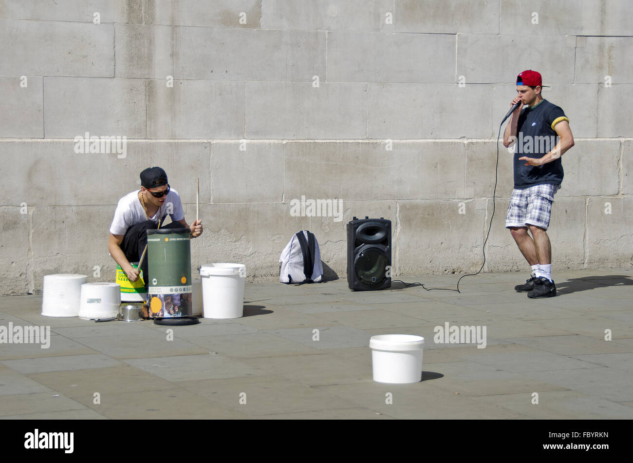 street musicians drumming and beatboxing Stock Photo - Alamy