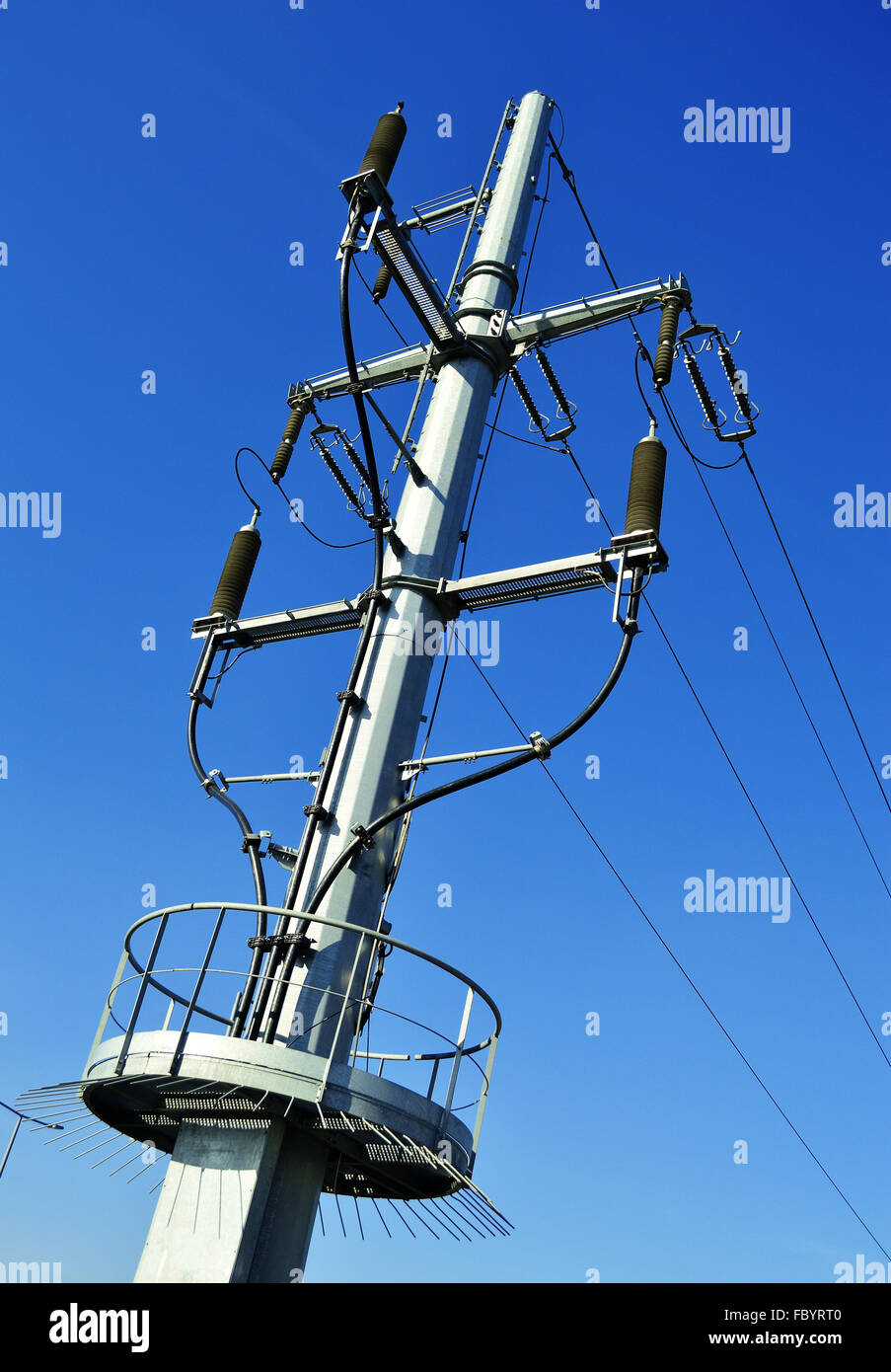 Power pylon over blue sky. Electrical transmission tower Stock Photo ...