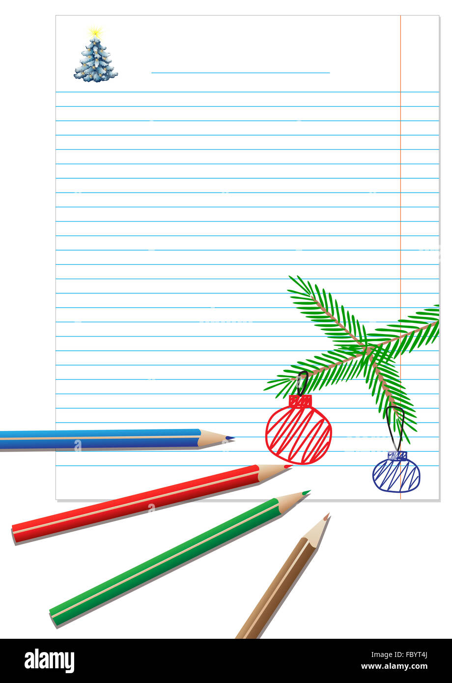 Paper note with colored pencils Stock Photo - Alamy