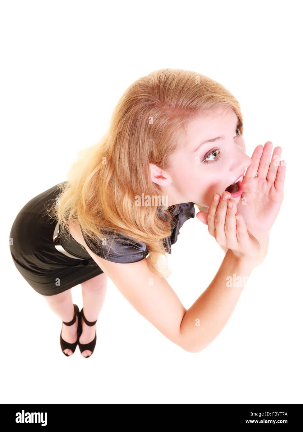 Woman screaming for help Cut Out Stock Images & Pictures - Alamy