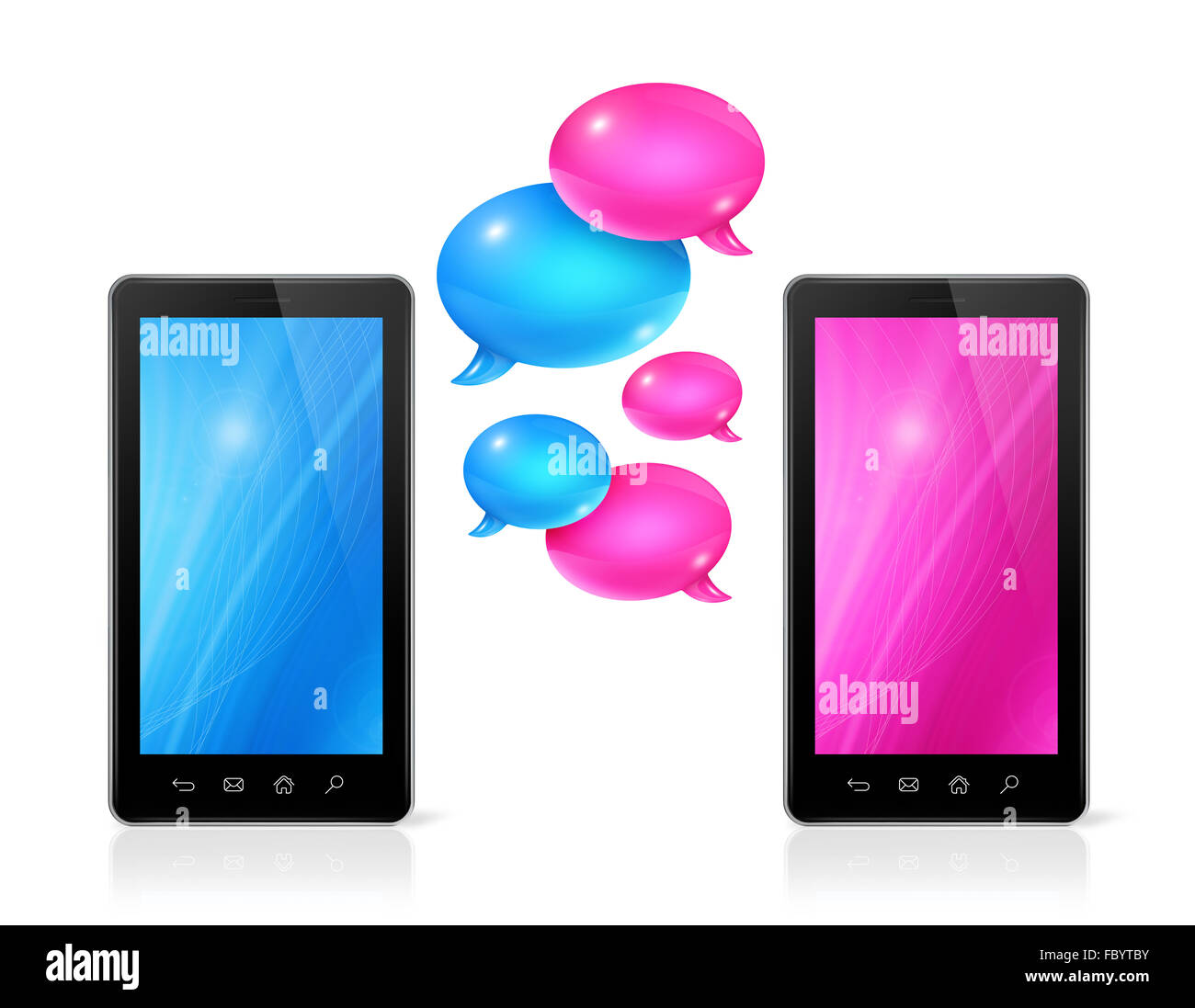 Speech bubbles and mobile phones Stock Photo - Alamy