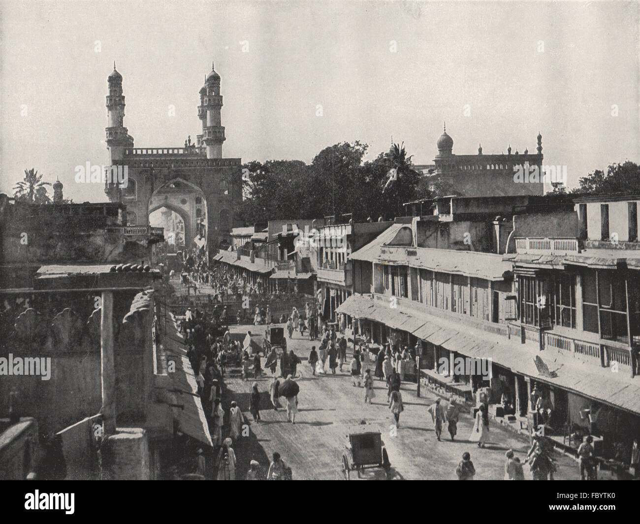 HYDERABAD. The chief street, showing the Char Minar. India, antique ...