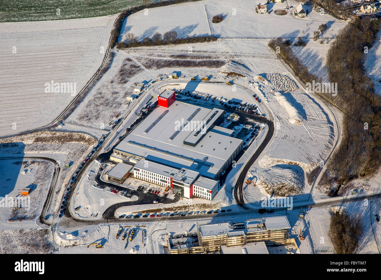 Aerial view, company ITH, Commercial Area Enste, Meschede, Sauerland ...