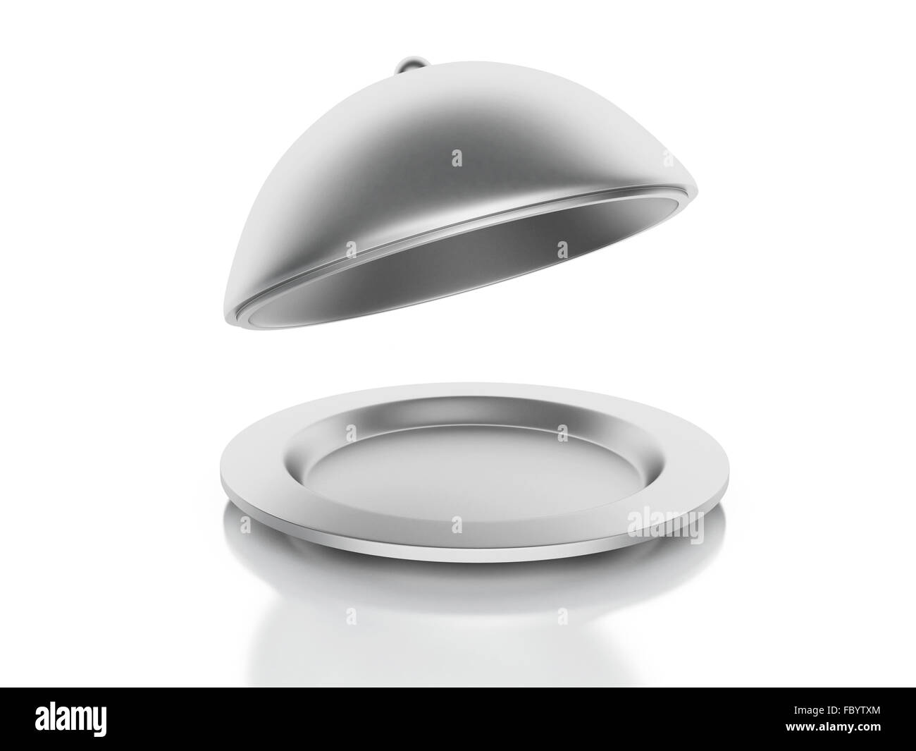 Silver Restaurant cloche on a white background Stock Photo - Alamy