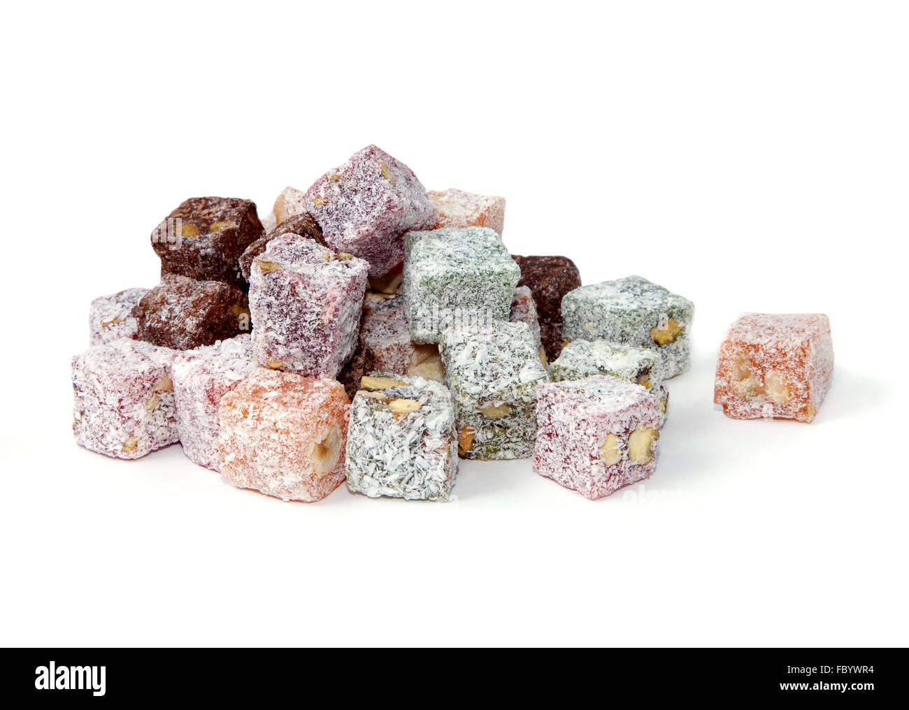 Turkish delight over white background Stock Photo - Alamy