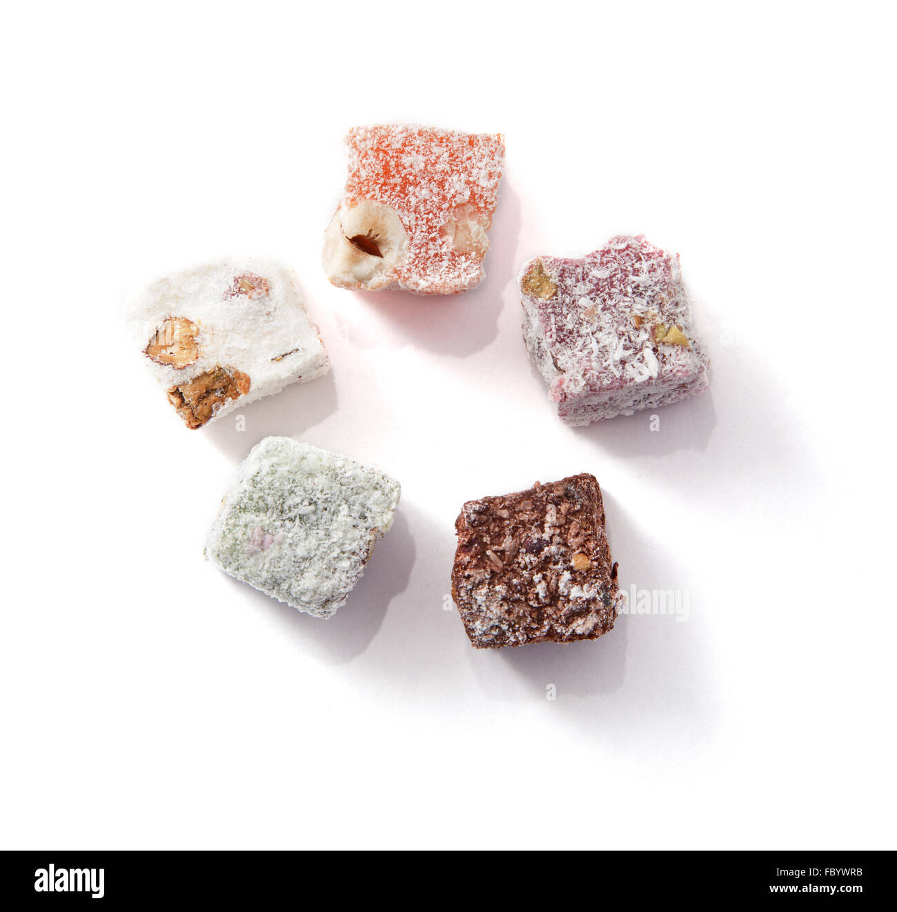 Turkish delight over white background Stock Photo - Alamy