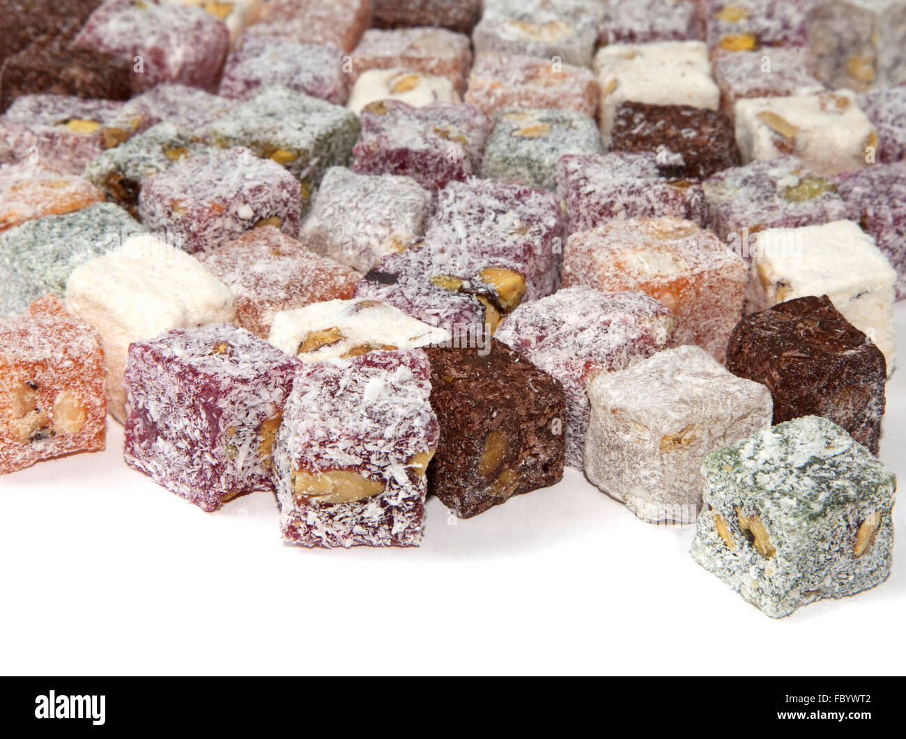 Turkish delight over white background Stock Photo - Alamy