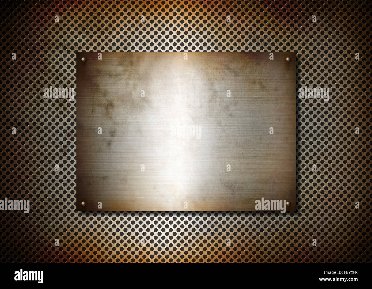 Silver Metal texture rusty plate with screws Stock Photo - Alamy