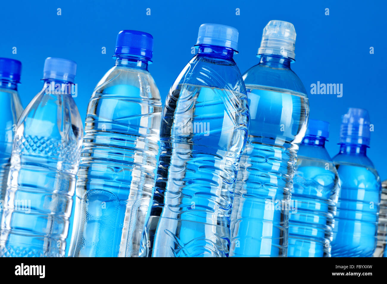 Composition with assorted plastic bottles of mineral water Stock Photo ...