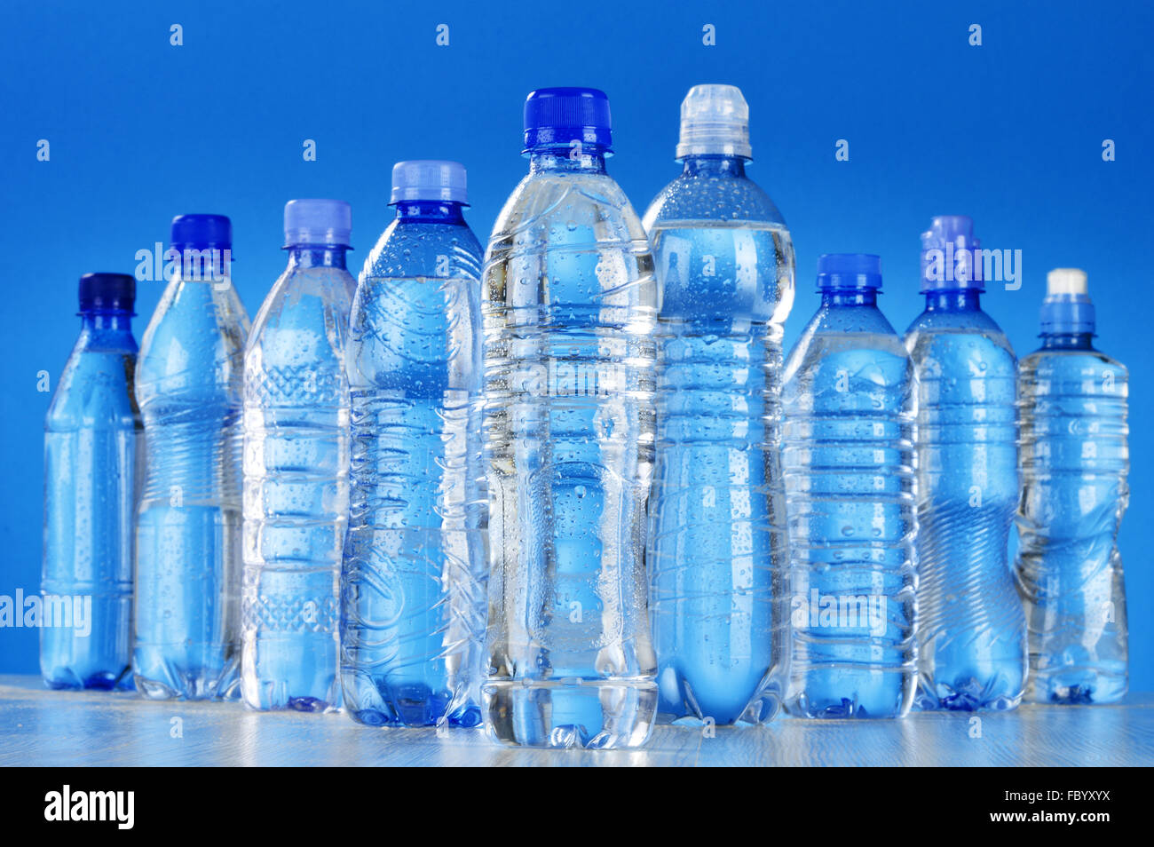 Composition with assorted plastic bottles of mineral water Stock Photo ...