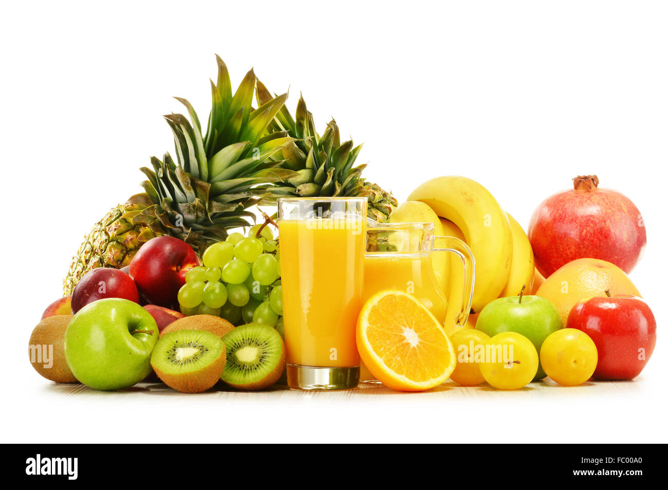 Composition with variety of fresh fruits. Balanced diet Stock Photo - Alamy