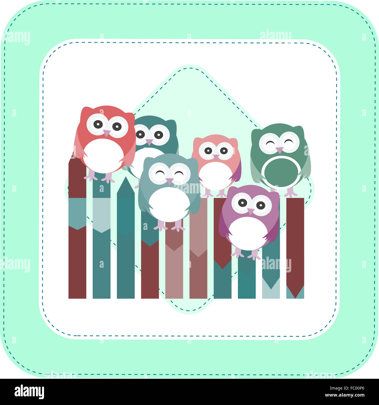 set of owls with different expressions Stock Photo - Alamy