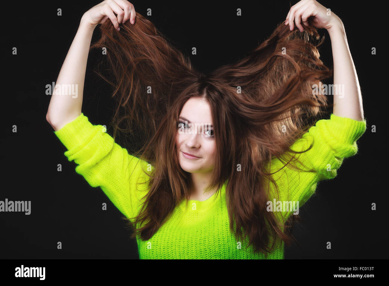 Woman pull hair hi-res stock photography and images - Alamy