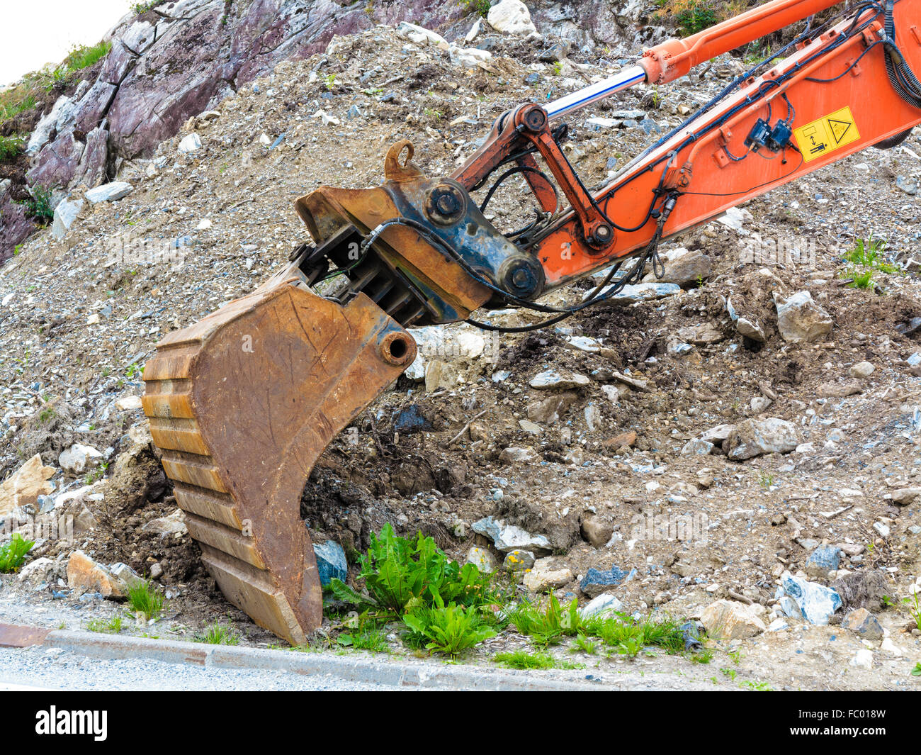 excavator digger shovel on construction site Stock Photo - Alamy