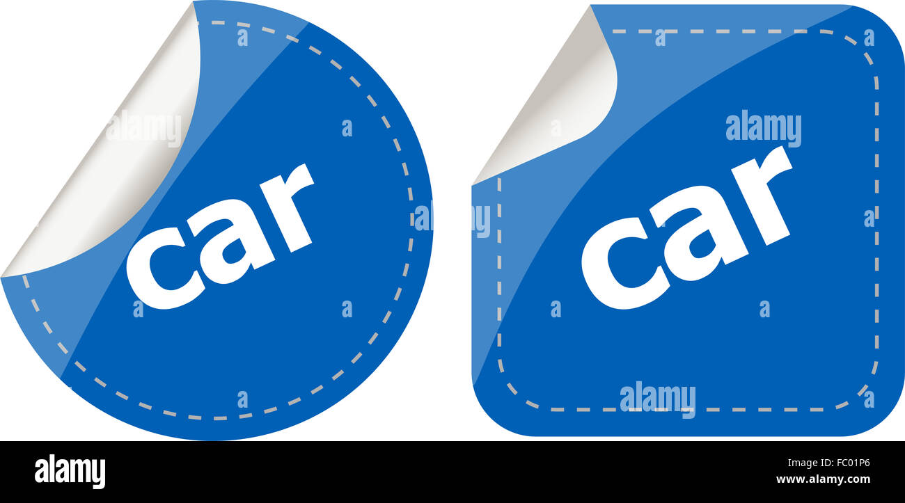 car word stickers set, web icon button Stock Photo - Alamy