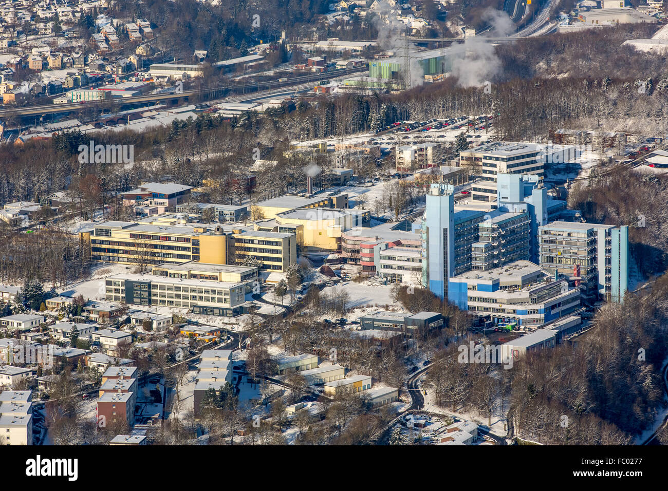 Aerial view, Siegen University, University of Siegen with the blue ...