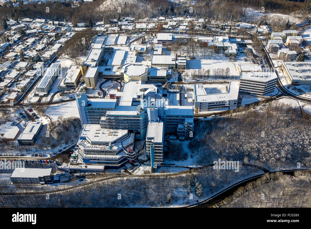 Aerial view, Siegen University, University of Siegen with the blue ...