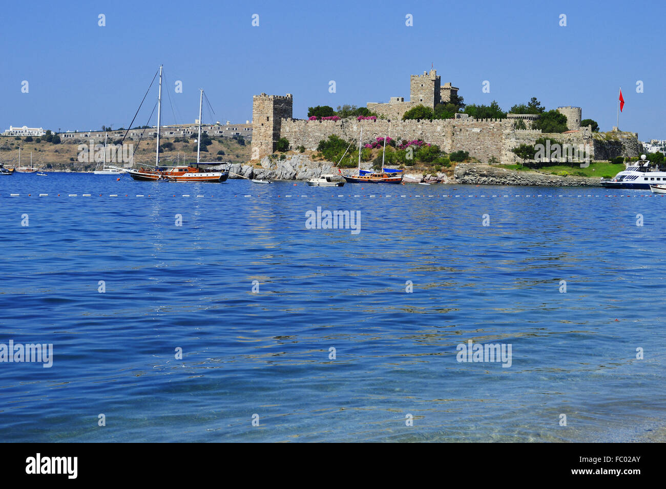 View of Bodrum harbor during hot summer day. Turkish Riviera Stock ...