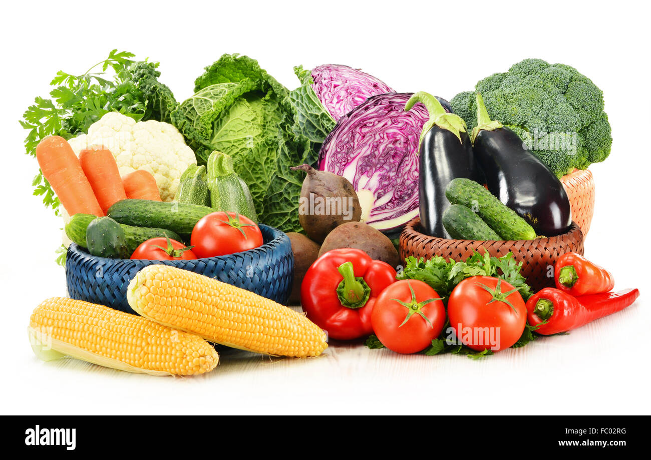 Composition with variety of fresh raw organic vegetables Stock Photo ...