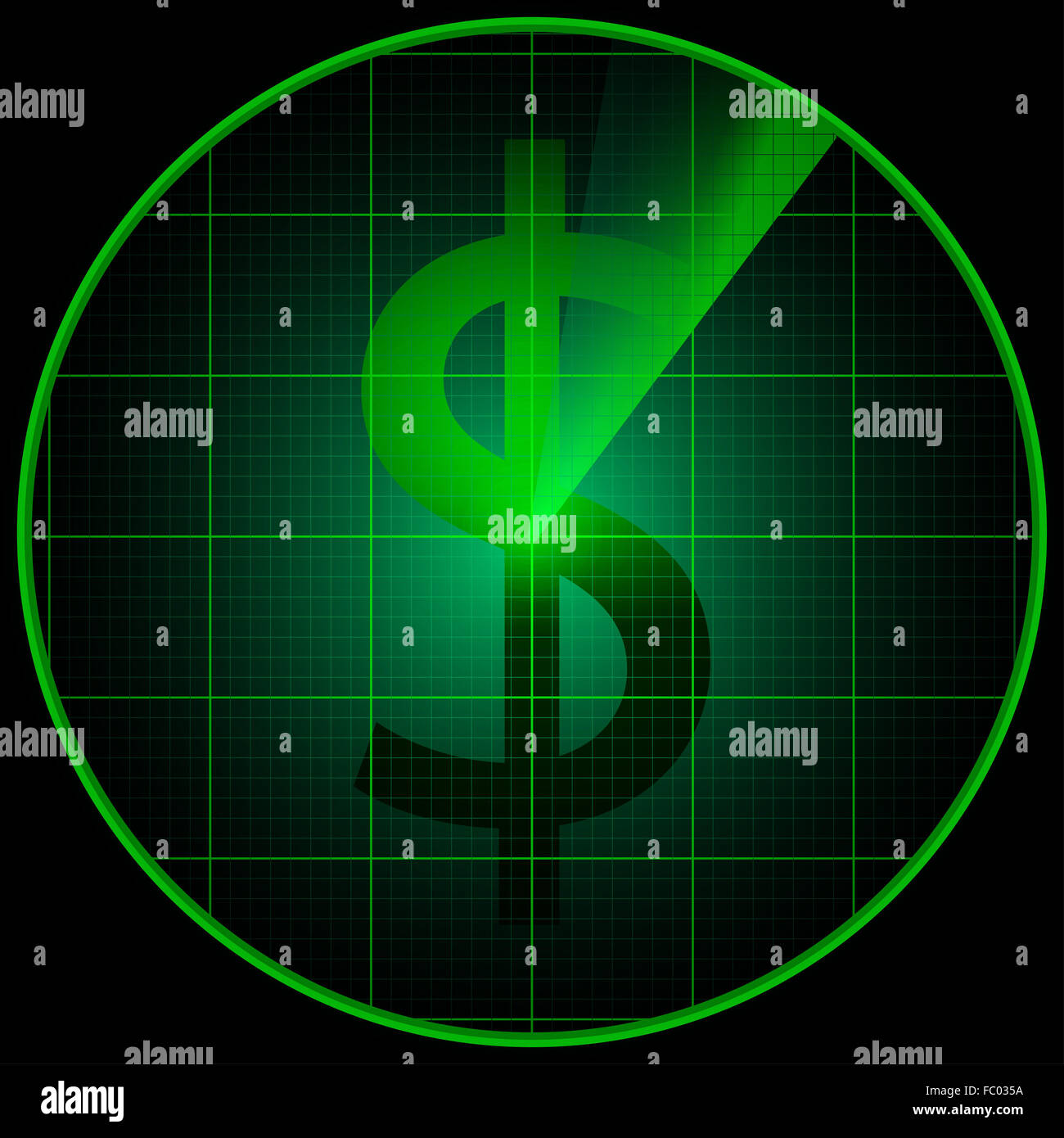 Radar screen with dollar symbol Stock Photo - Alamy