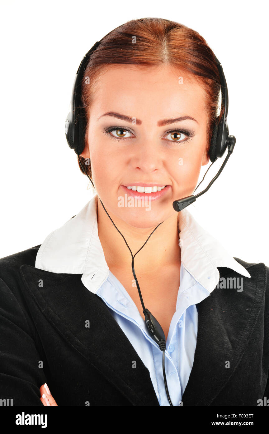 Call center operator isolated on white. Customer support. Helpdesk Stock Photo - Alamy