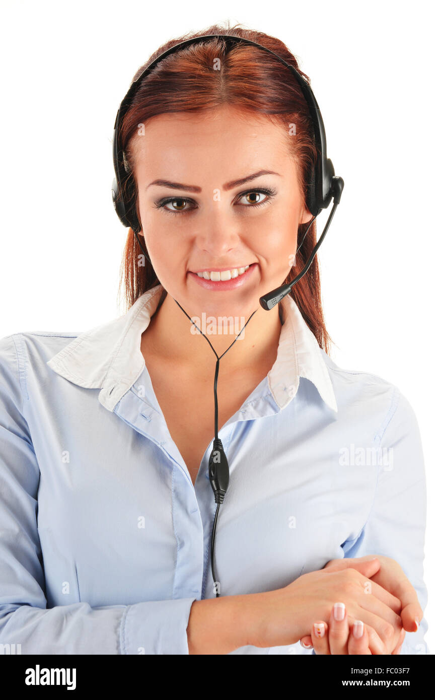Call center operator isolated on white. Customer support. Helpdesk Stock Photo - Alamy