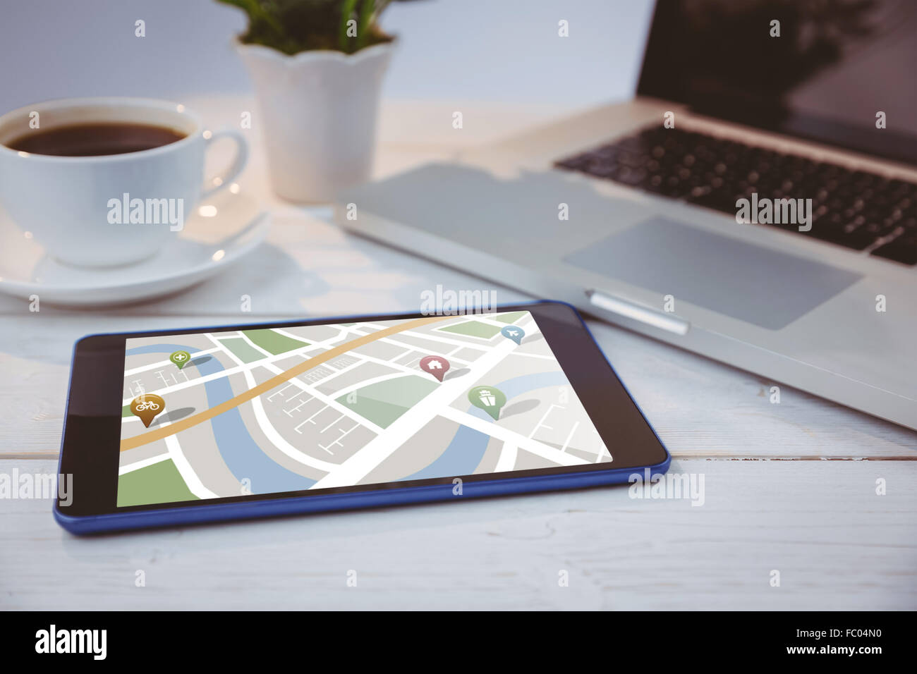 Composite image of map app Stock Photo - Alamy