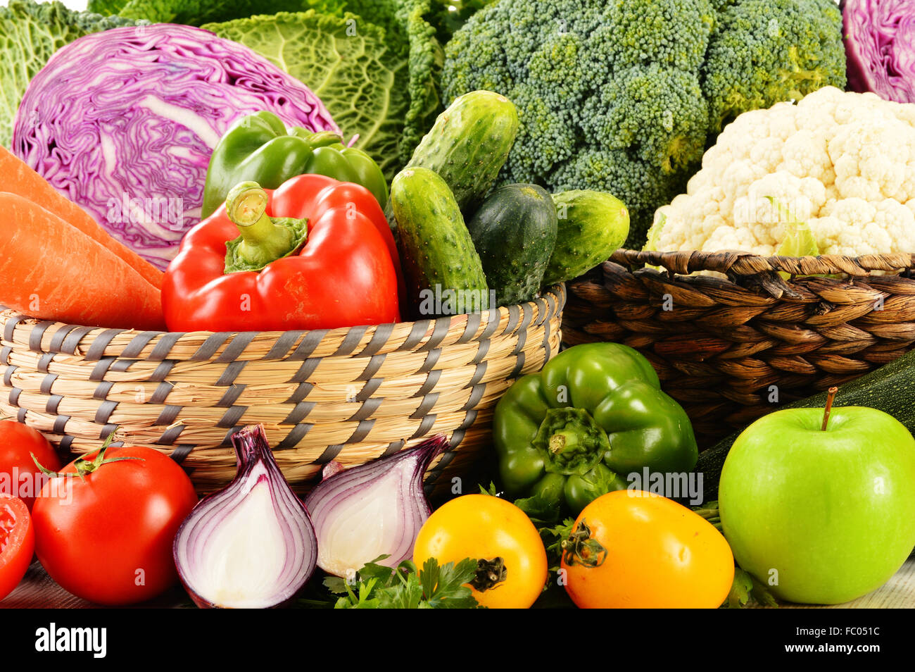 Composition with variety of fresh organic vegetables Stock Photo - Alamy