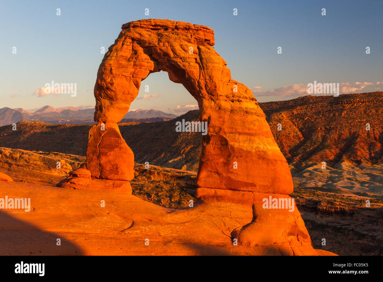 Delicate Arch at sunset Stock Photo - Alamy