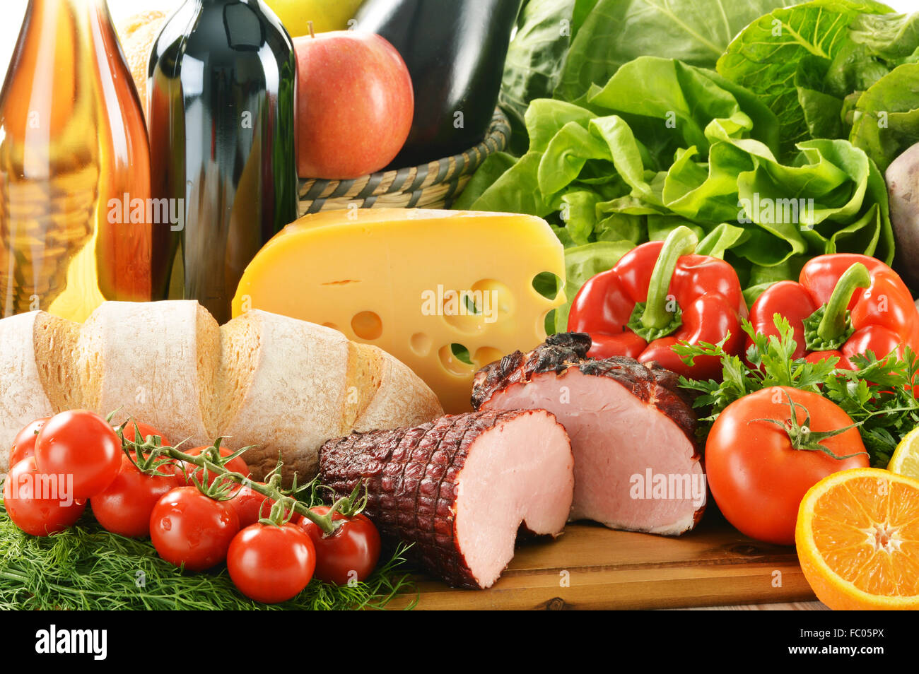 Composition with variety of grocery products including vegetable Stock ...